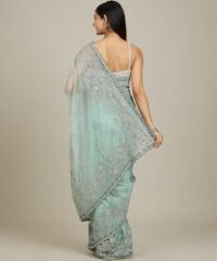 MOHEY Women’s Organza Buta Embroidered | Mirror & Sequin Work Saree ...