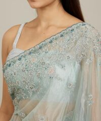 MOHEY Women’s Organza Buta Embroidered | Mirror & Sequin Work Saree ...